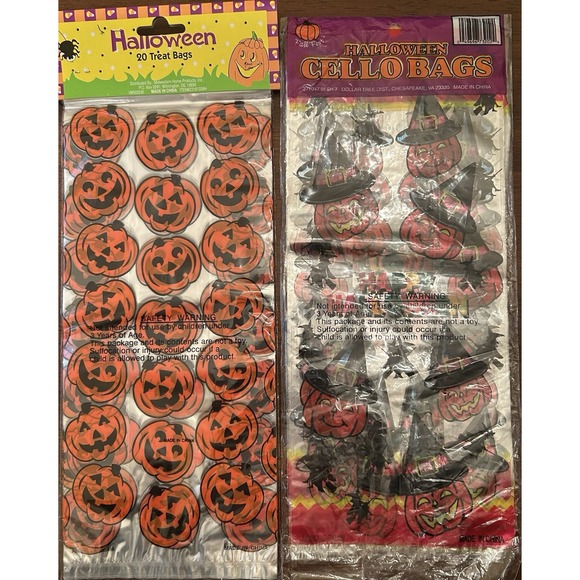 Holiday | Vintage Halloween Pumpkin Pumpkin Witch Cello Treat Bag Lot ...